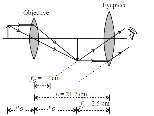 The focal length of the objective and eye lenses of a microscope are 1. ...