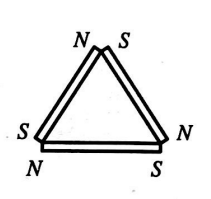 Three identical bar magnets, each of magnetic moment M, are placed in ...