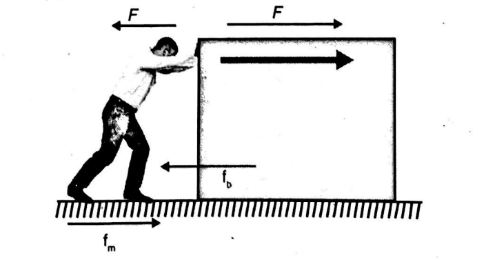 A man of mass 75 kg is pushing a heavy box on a flat floor. The ...