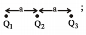 Three point charges Q1, Q2, Q3 in the order areplaced equally spaced ...
