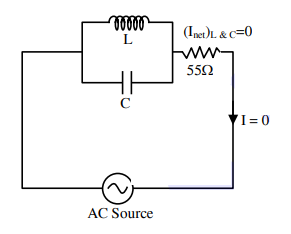 A 110 V , 50 Hz, AC source is connected in the circuit (as shown in figure). The current through ...
