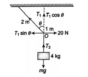 A mass of 4 kg is suspended by a rope of length 4 m from a ceiling. A ...