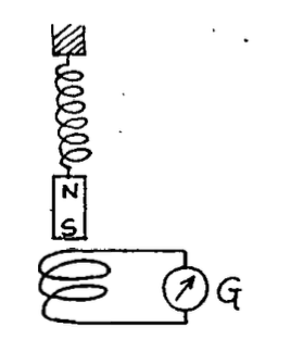 A magnet NS is suspended from a spring and while it oscillates, the ...