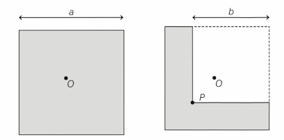 A uniform square wooden sheet of side a has its centre of m ass located ...