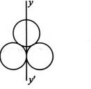 Three rings each of mass M and radius R are arranged as shown in the ...