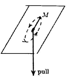 A block with mass M, on the end of a string, moves in a circle on a horizontal frictionless ...