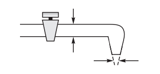 Water flowing out of the mouth of a tap and falling vertically in ...