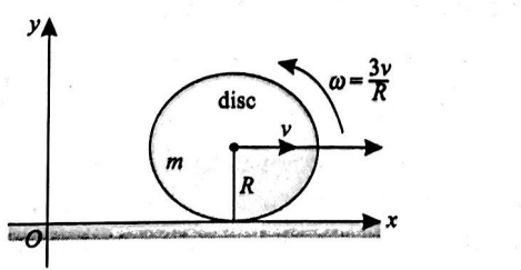 The angular momentum of the disc which spins with vecω=(3 v/R) hatk and ...