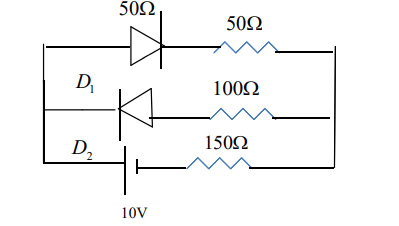 Assume that each diode shown in figure has forward bias resistance of ...