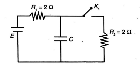 In the circuit shown in the figure, key K1 is open. The charge on ...