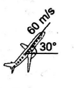 An aeroplane is flying with speed 60 m / s at angle 30° with the ...