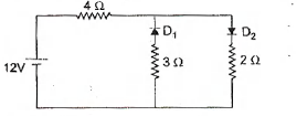 The circuit has two oppositely connected ideal diodes in parallel. What ...
