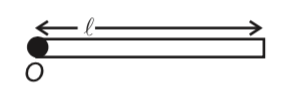 A uniform thin rod of length lﰀ and mass m is hinged at one end O and released from horizontal ...