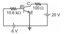 For the transistor circuit as shown. If β=100, voltage drop between ...