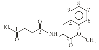 The number of sp2 hybridised carbons present in "Aspartame" is