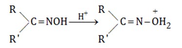 The heating of oxime of acetone in presence of conc. H2SO4 to form N ...