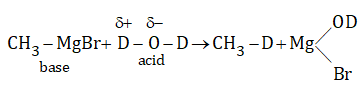 In the given reaction CH3MgBr+D2O arrow (.X.), (X) will be
