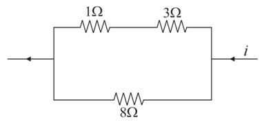 Power dissipated across the 8 Ω resistor in the circuit shown here is 2 ...