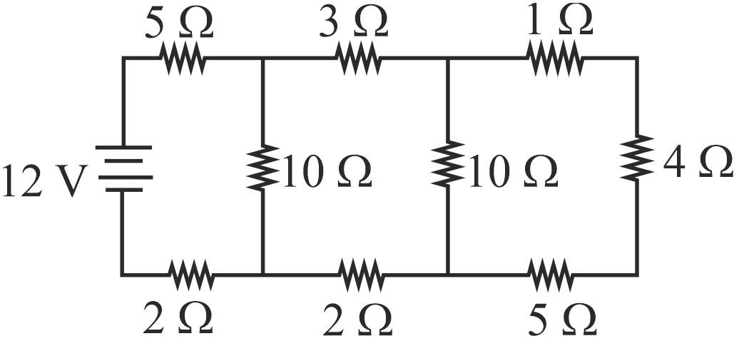 Consider the circuit shown below. The current in the 4 Ω resistor is