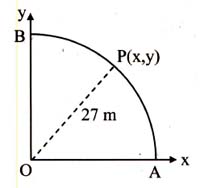 A point P moves in counter-clockwise direction on a circular path of radius 27 m according to ...
