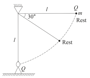 Below the fixed end of the insulating horizontal thread, at a distance ...