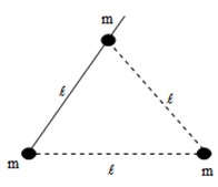 Three point masses, each of mass m , are situated at the three corners ...