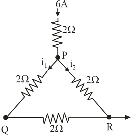 A current of 6 A enters one corner P of an equilateral triangle PQR ...